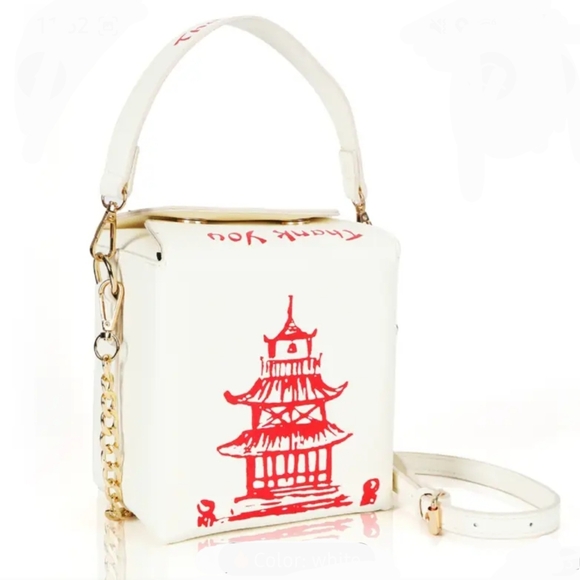 Bags | Chinese Takeout Purse Bag Crossbody Red White Gold Novelty Fun ...